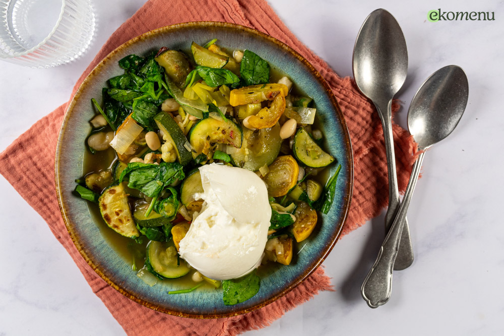 Lichte eenpansstoof met burrata en verveine ! Weinig koolhydraten | Ekomenu